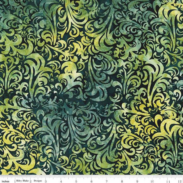 Expressions Batiks Elementals Twirl & Swirl Peridot Fern | Riley Blake ...