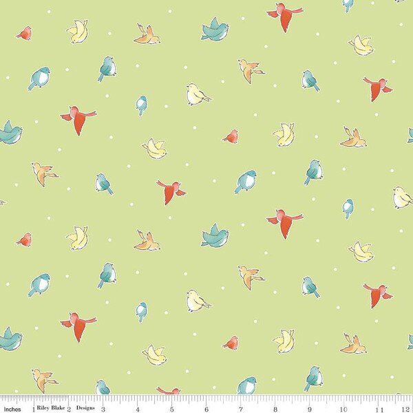 Happy at Home Birds Lime | Riley Blake Designs