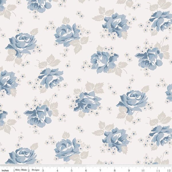 Serenity Blues Roses Cream | Riley Blake Designs