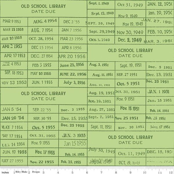 Old School Library Card Green | Riley Blake Designs