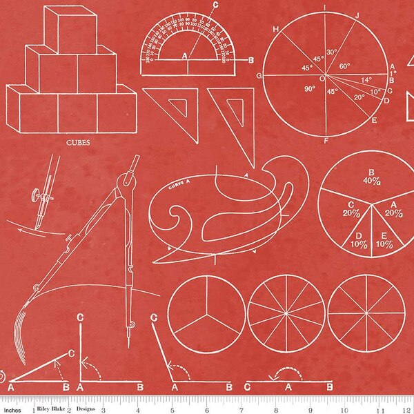 Old School Math Graphs Red | Riley Blake Designs