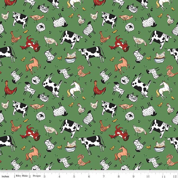 Farm Livin' Animal Toss Green | Riley Blake Designs