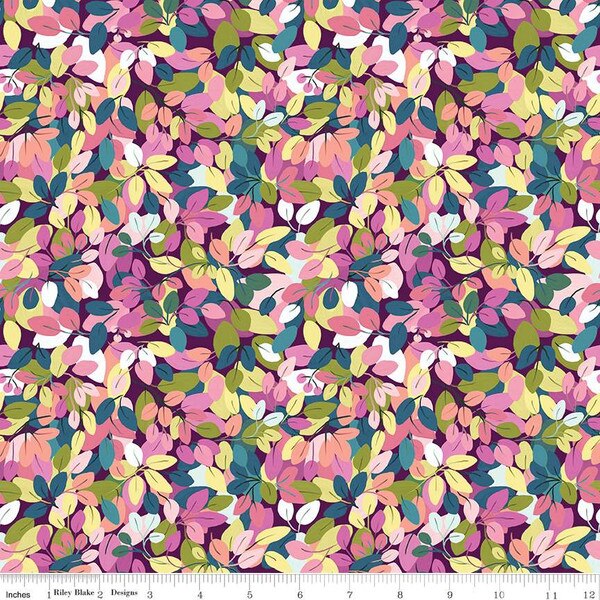 Fragrant Fields Leaves Eggplant | Riley Blake Designs