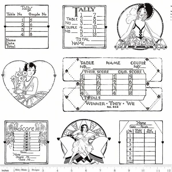 Take Heart Tally Card Linework White | Riley Blake Designs