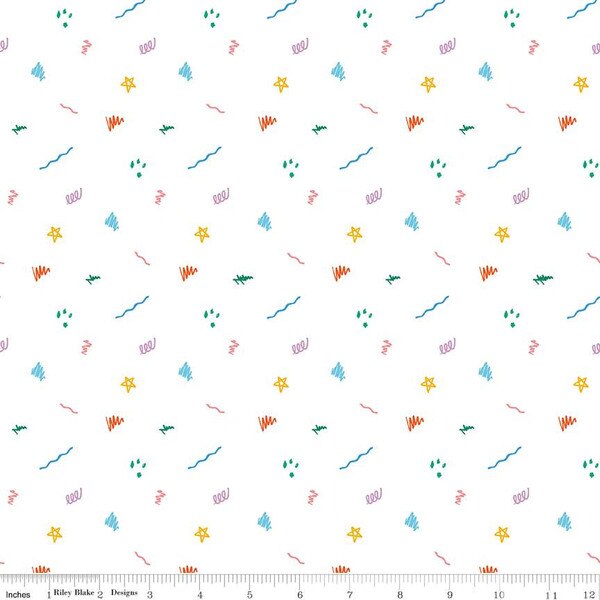 Get Your Cray-on with Crayola Ditsy Doodle White | Riley Blake Designs