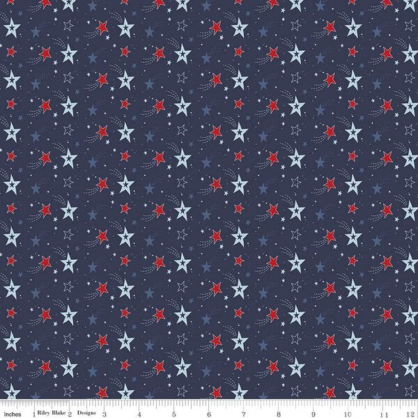 Stars and Stripes Forever Shooting Stars Navy | Riley Blake Designs