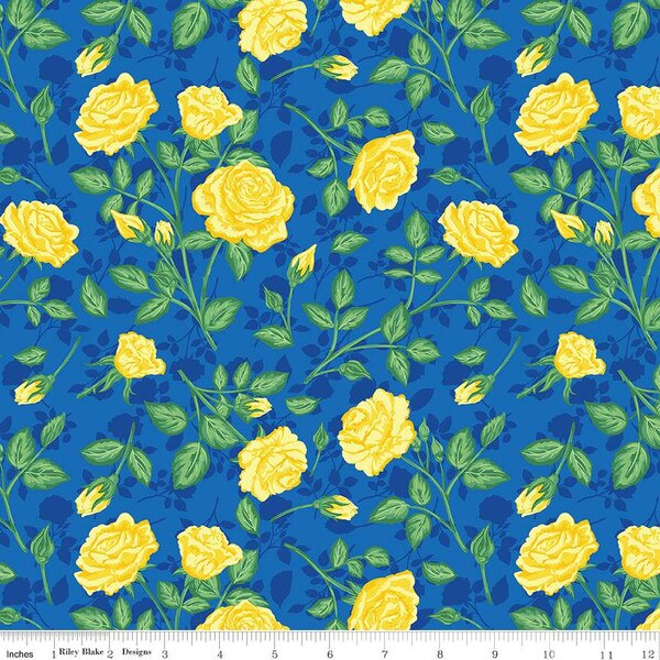 Friendship Florals Roses Cobalt | Riley Blake Designs