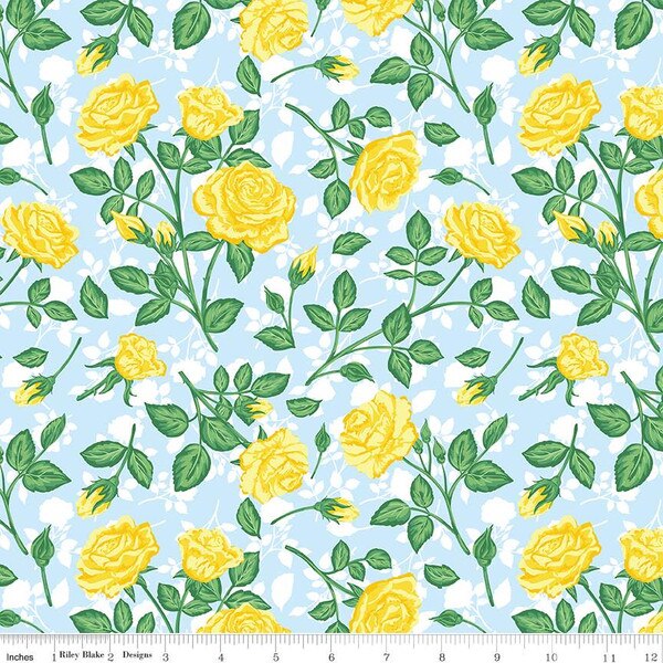 Friendship Florals Roses Sky | Riley Blake Designs