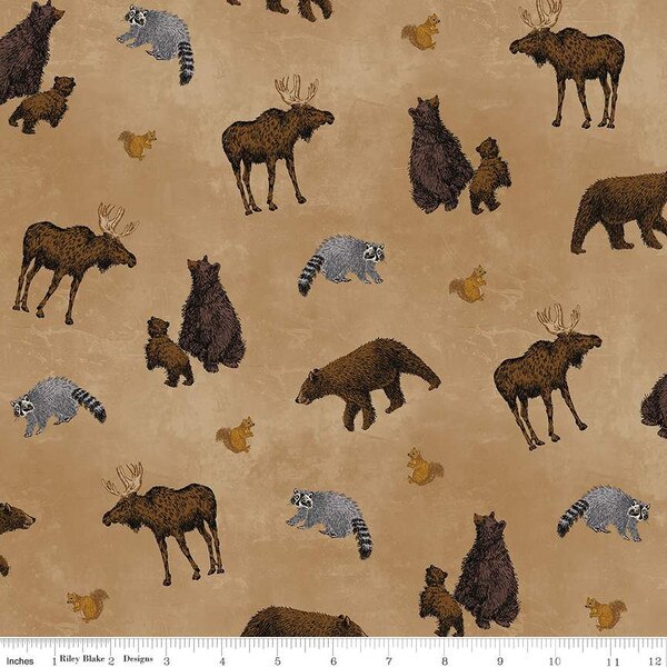 Pine Grove Animal Toss Tan | Riley Blake Designs