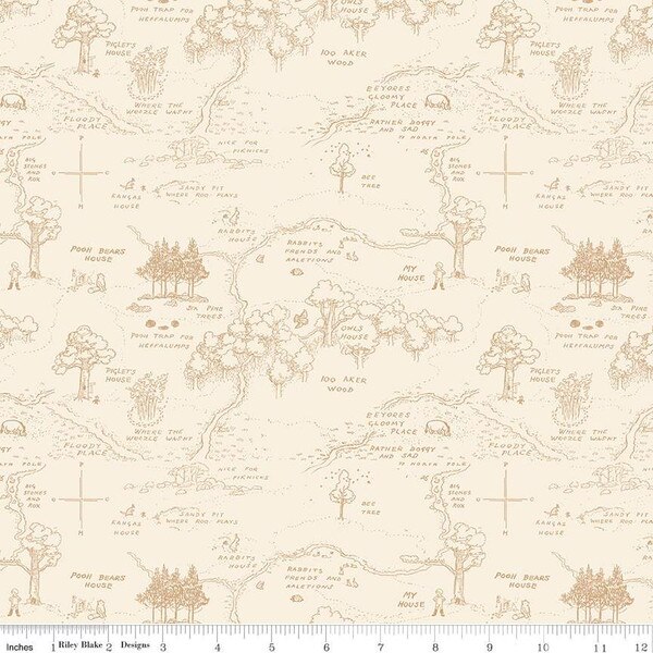 Winnie the Pooh Map Cream | Riley Blake Designs