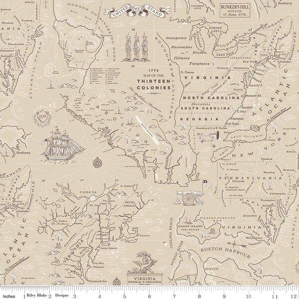 Independence Colonial Map Beige | Riley Blake Designs