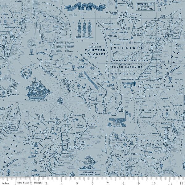 Independence Colonial Map Blue | Riley Blake Designs