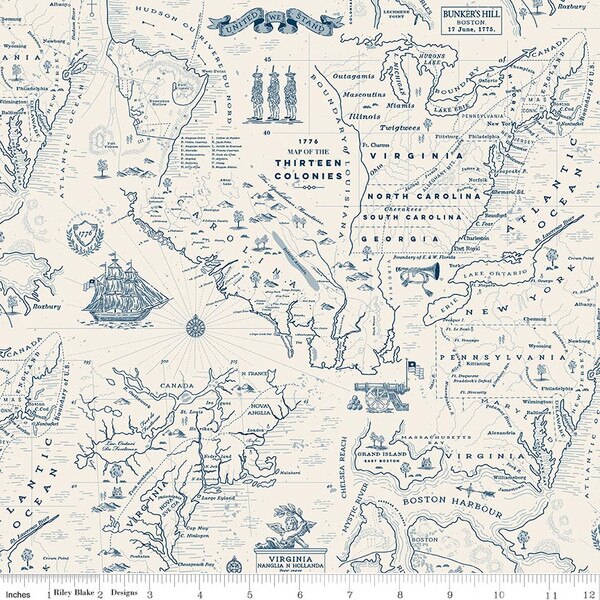 Independence Colonial Map Cream | Riley Blake Designs