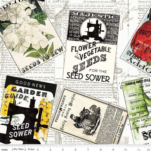 Sewing Seeds III Seed Packs Toss White | Riley Blake Designs