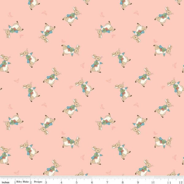 Flannel The Tale of Peter Rabbit Peter Toss Coral | Riley Blake Designs