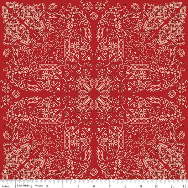 Flannel Cowboys Bandana Red | Riley Blake Designs