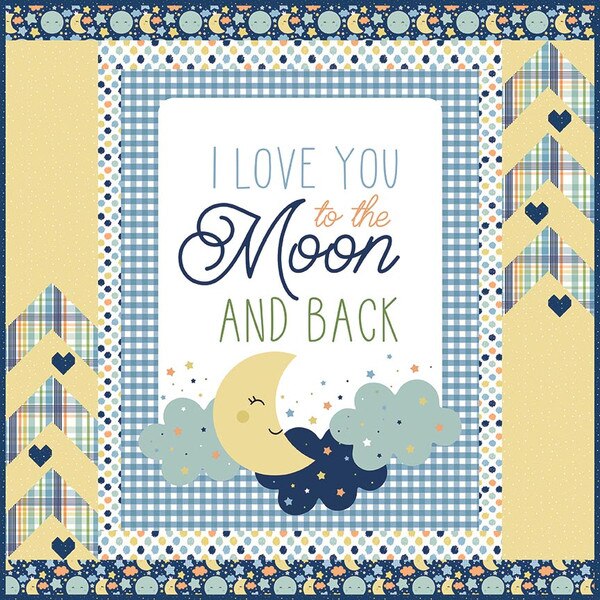 Love You to the Moon Blue Panel Quilt Kit | Riley Blake Designs
