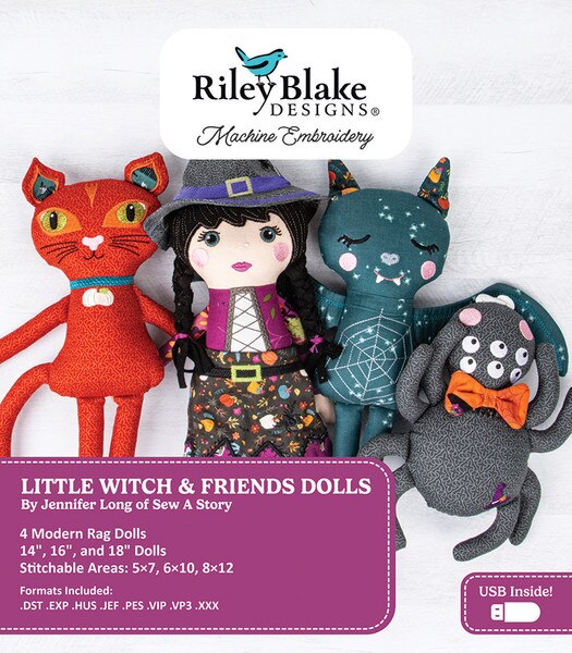 Machine Embroidery Little Witch & Friends Dolls | Riley Blake Designs
