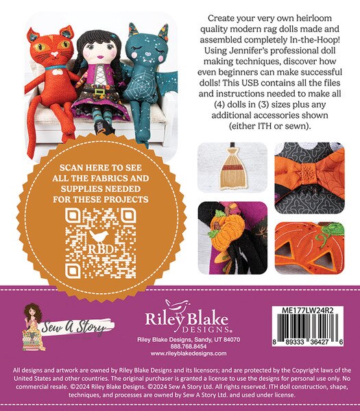 Machine Embroidery Little Witch & Friends Dolls | Riley Blake Designs