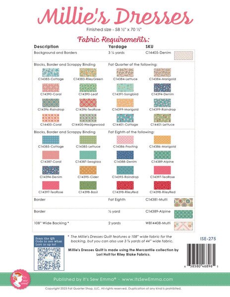 It's Sew Emma Millie's Dresses Quilt Pattern | Riley Blake Designs