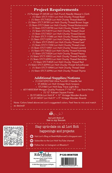 Lori Holt Winter Punch Needle Pattern | Riley Blake Designs