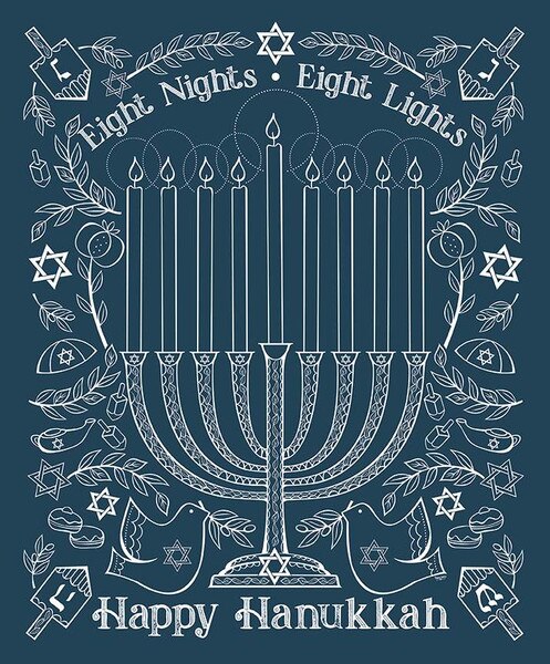 8 Nights, 8 Lights Happy Hanukkah Panel | Riley Blake Designs