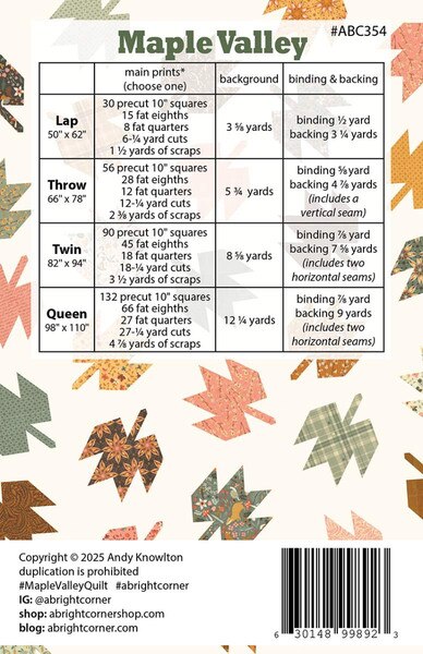 A Bright Corner Maple Valley Quilt Pattern | Riley Blake Designs