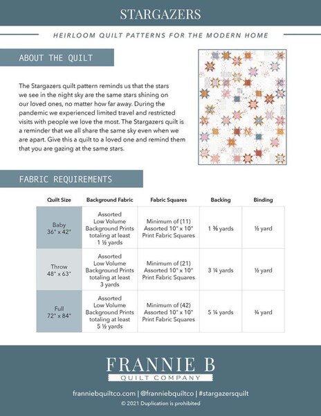 Frannie B Quilting Co. Stargazer Quilt Pattern | Riley Blake Designs