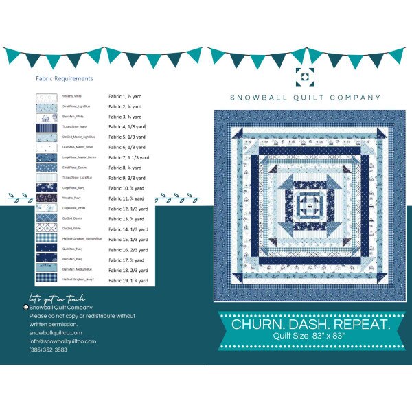 Snowball Quilt Company Churn Dash Repeat Quilt Pattern | Riley Blake ...
