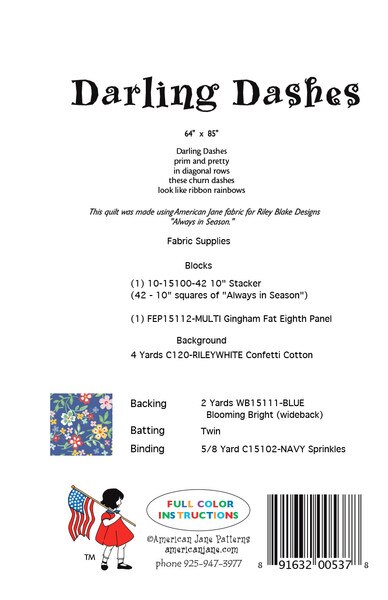 American Jane Patterns Darling Dashes Quilt Pattern | Riley Blake Designs