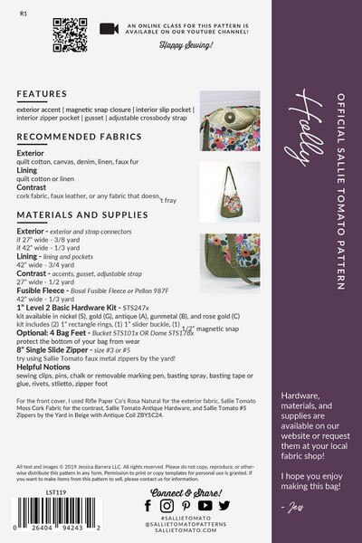 Sallie Tomato Holly Bag Pattern | Riley Blake Designs