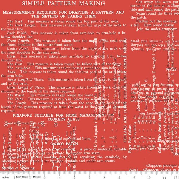 Wide Back Sew Text Red | Riley Blake Designs