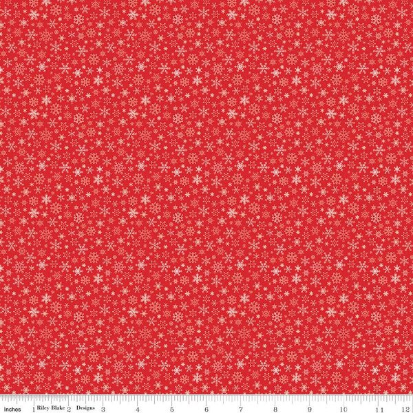Wide Back Peace on Earth Snowflakes Red | Riley Blake Designs