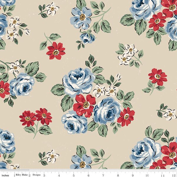 Wide Back Independence Floral Beige | Riley Blake Designs